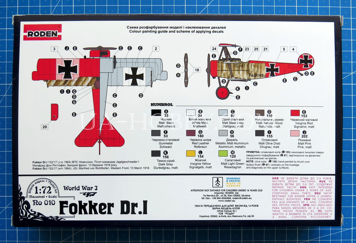 1/72 Fokker Dr.I. Roden 010 – UA-hobby