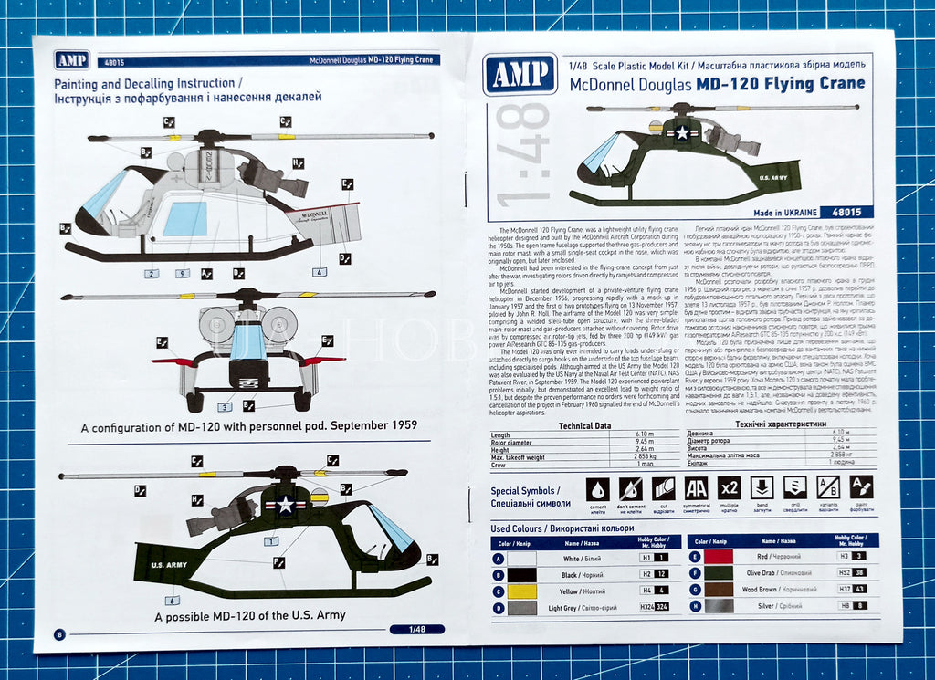 Toy Helicopter AMP 48015 1/48 McDonnell MD-120 Flying Crane Helicopter ...